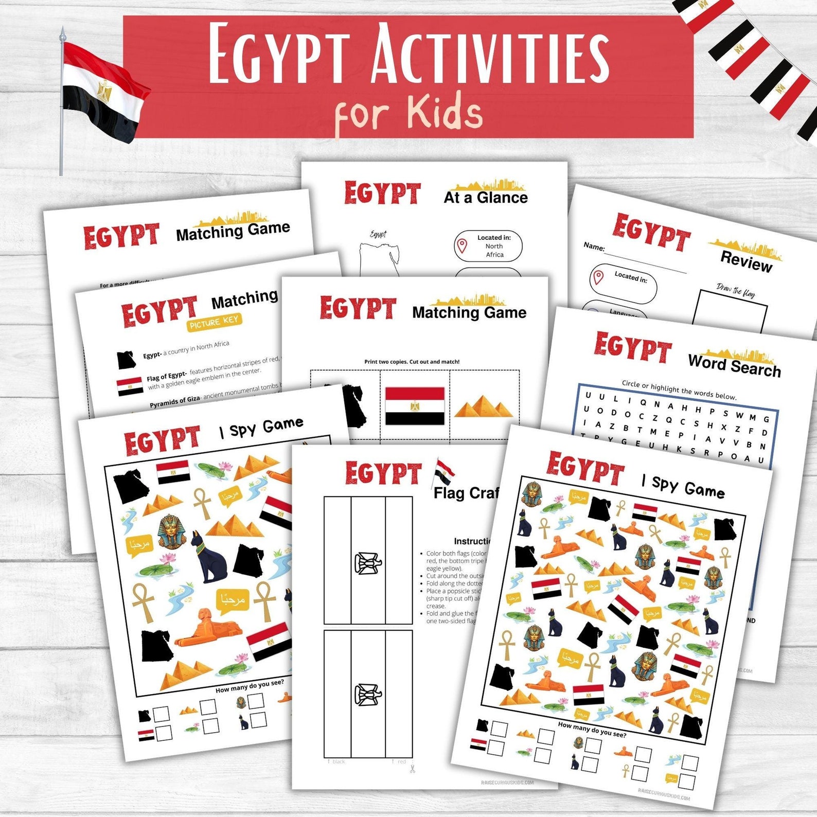 Egypt Activities for Kids- Egypt I Spy Game, Egypt Flag Craft, Egypt ...
