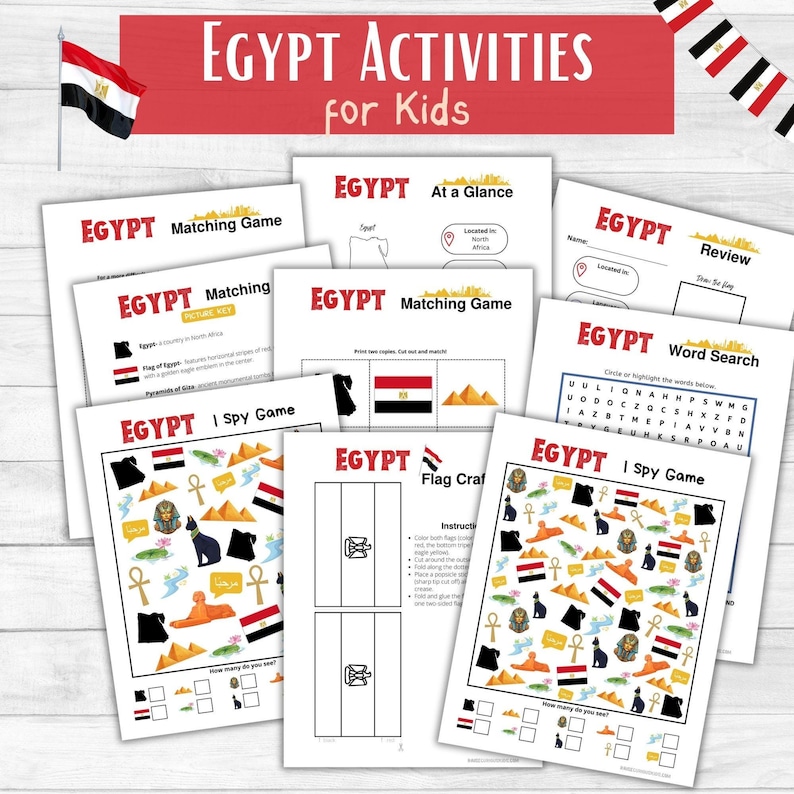 Egypt Activities for Kids- Egypt I Spy Game, Egypt Flag Craft, Egypt ...
