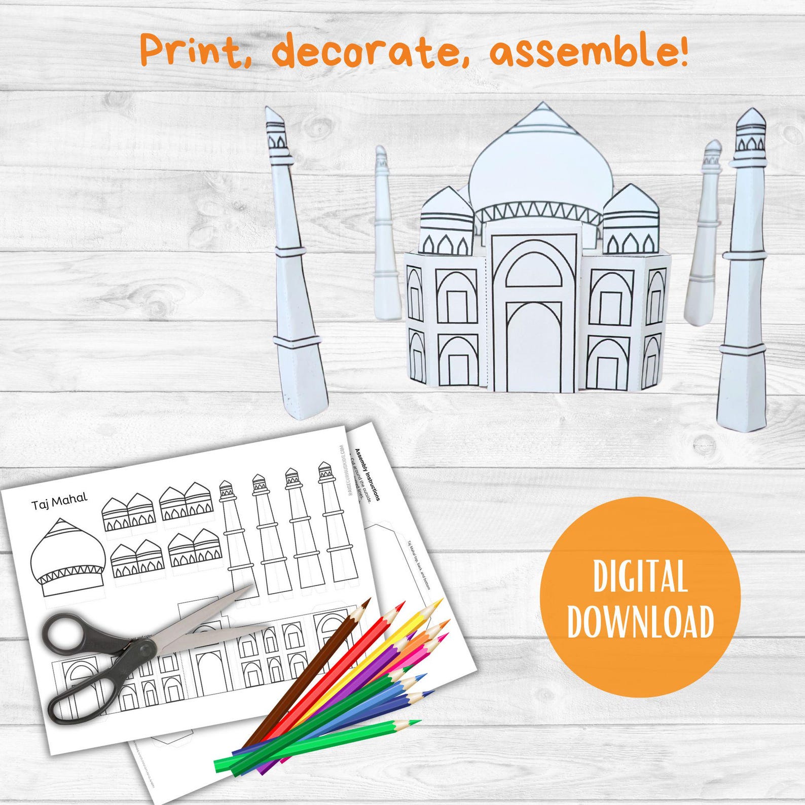Taj Mahal 3D Craft- India Craft for Kids- Around the World Learning ...