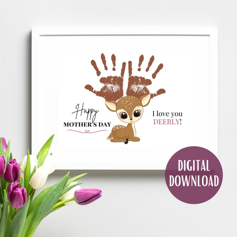 Mother's Day Handprint Art Template DIY Kids Craft for Mom, Grandma ...