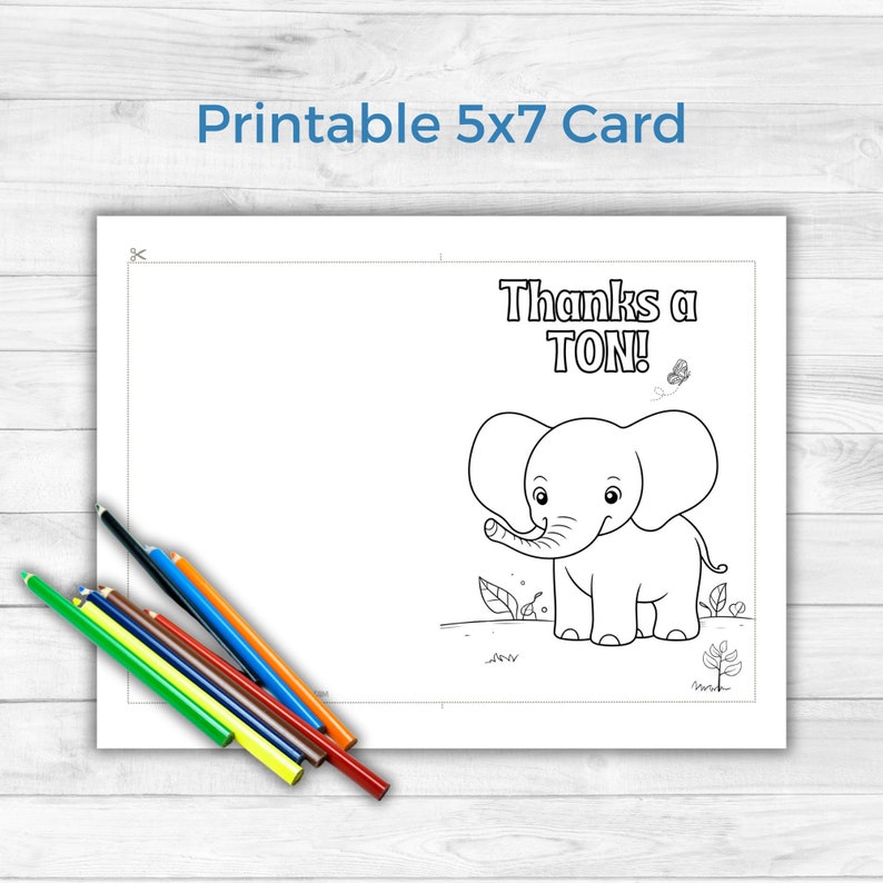 Thank You Coloring Card for Kids, Color Your Own Card, Thanks a Ton ...