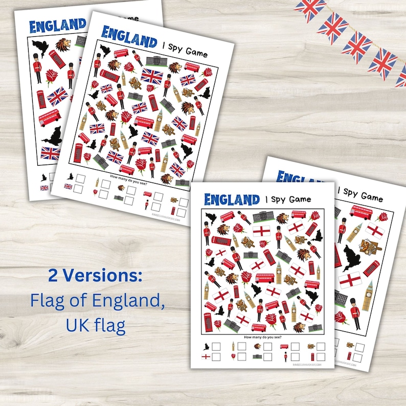 England Activity Printables for Kids England I Spy Game, England ...