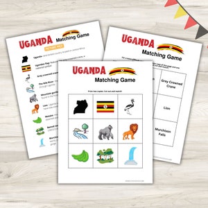 Uganda Activity Printables for Kids Uganda I Spy Game, Uganda Matching ...