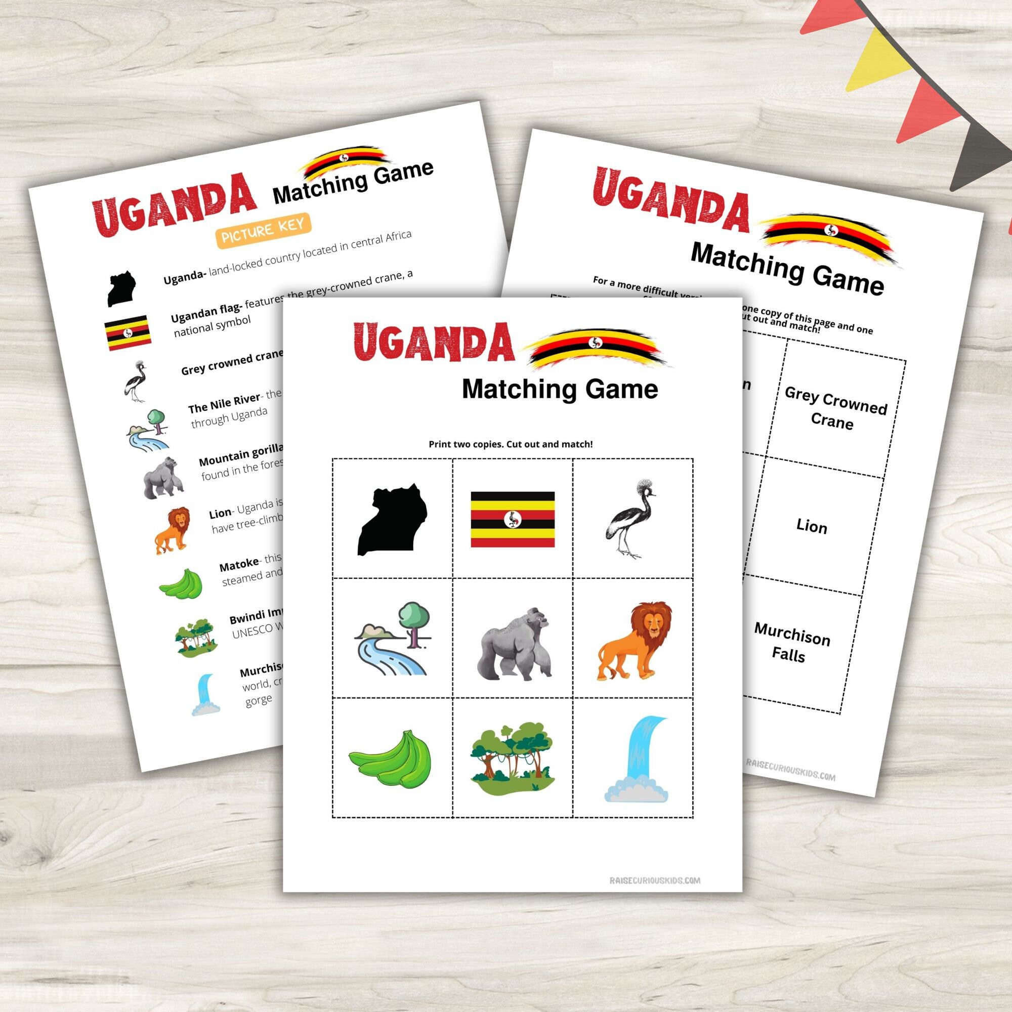 Uganda Activity Printables for Kids Uganda I Spy Game, Uganda Matching ...