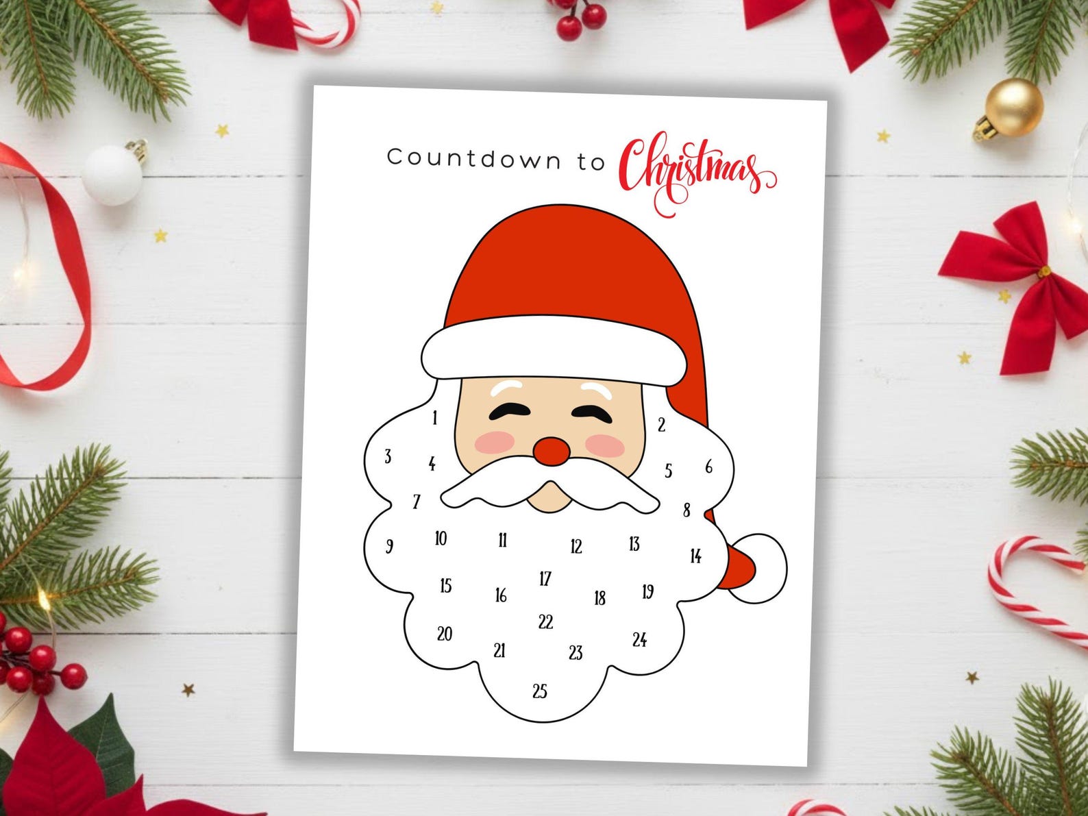 Santa Christmas Countdown for Kids, Christmas Advent Calendar for Kids ...