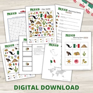 Mexico Activity Printables for Kids Mexico I Spy Game, Mexico Matching ...