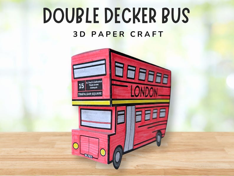 Double Decker Bus 3D Craft for Kids- Printable Template- London England ...