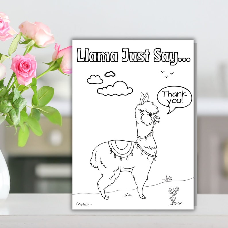 Thank You Coloring Cards- Printable Bundle of 6 Cards- Color Your Own ...