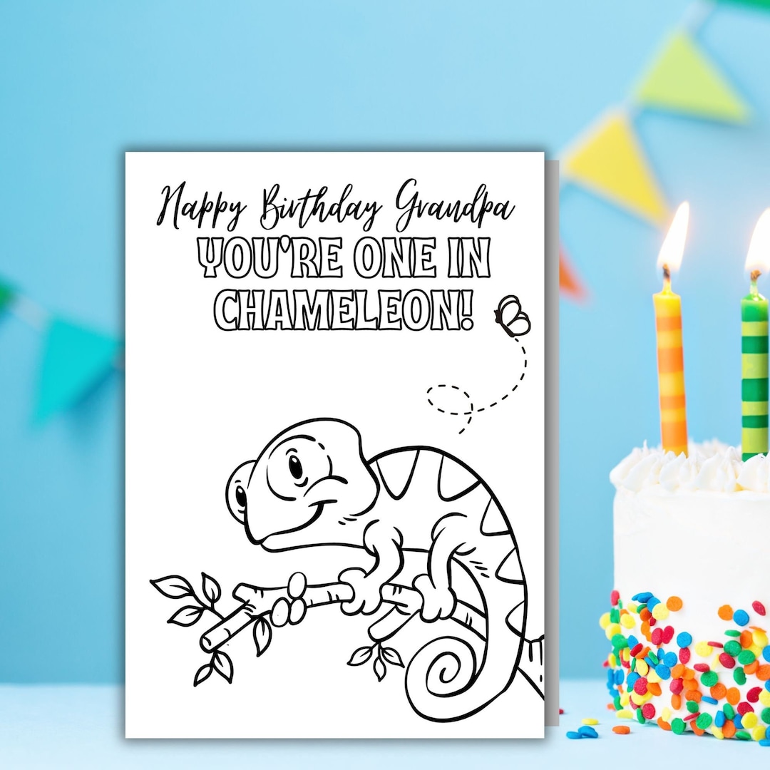 Birthday Card for Grandpa- Kids Coloring Card-printable Template ...