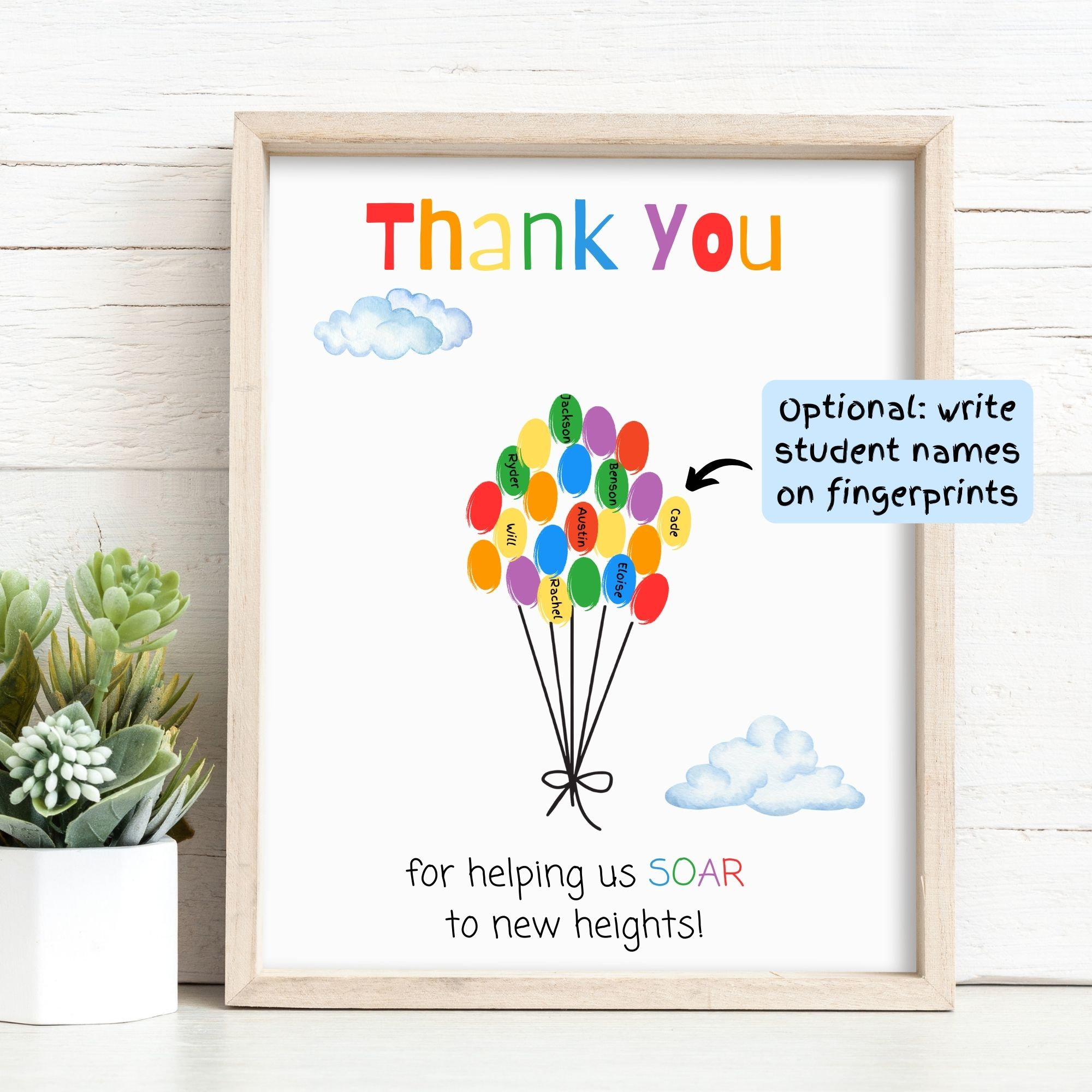 Fingerprint Balloon Teacher Appreciation Card From Students- End of ...