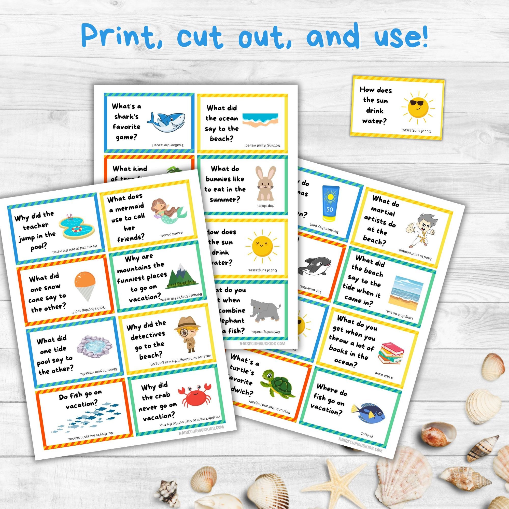 Summer Themed Jokes for Kids- School Lunchbox Notes- Joke Card ...