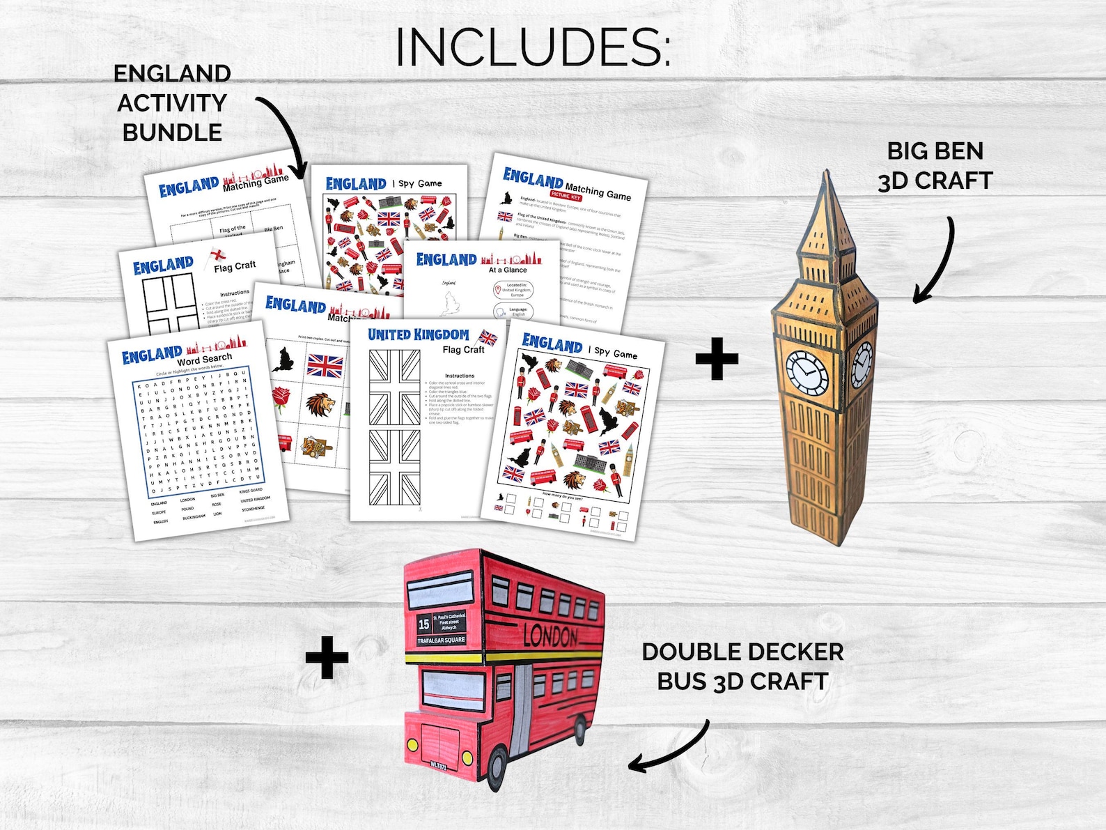 England Activity Bundle- England Printables for Kids- Big Ben 3D Craft ...