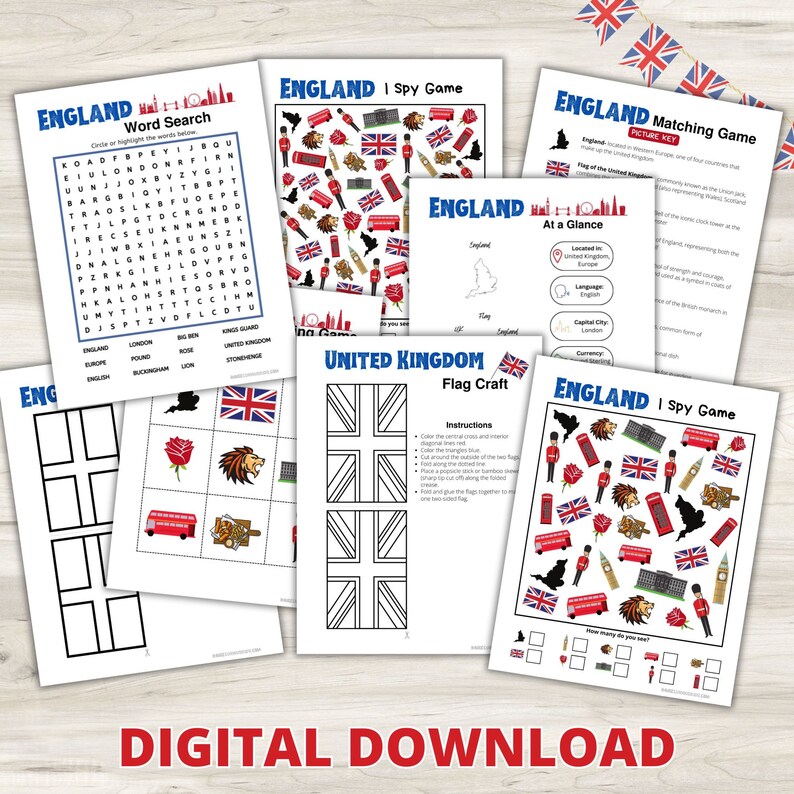 England Activity Printables for Kids England I Spy Game, England ...