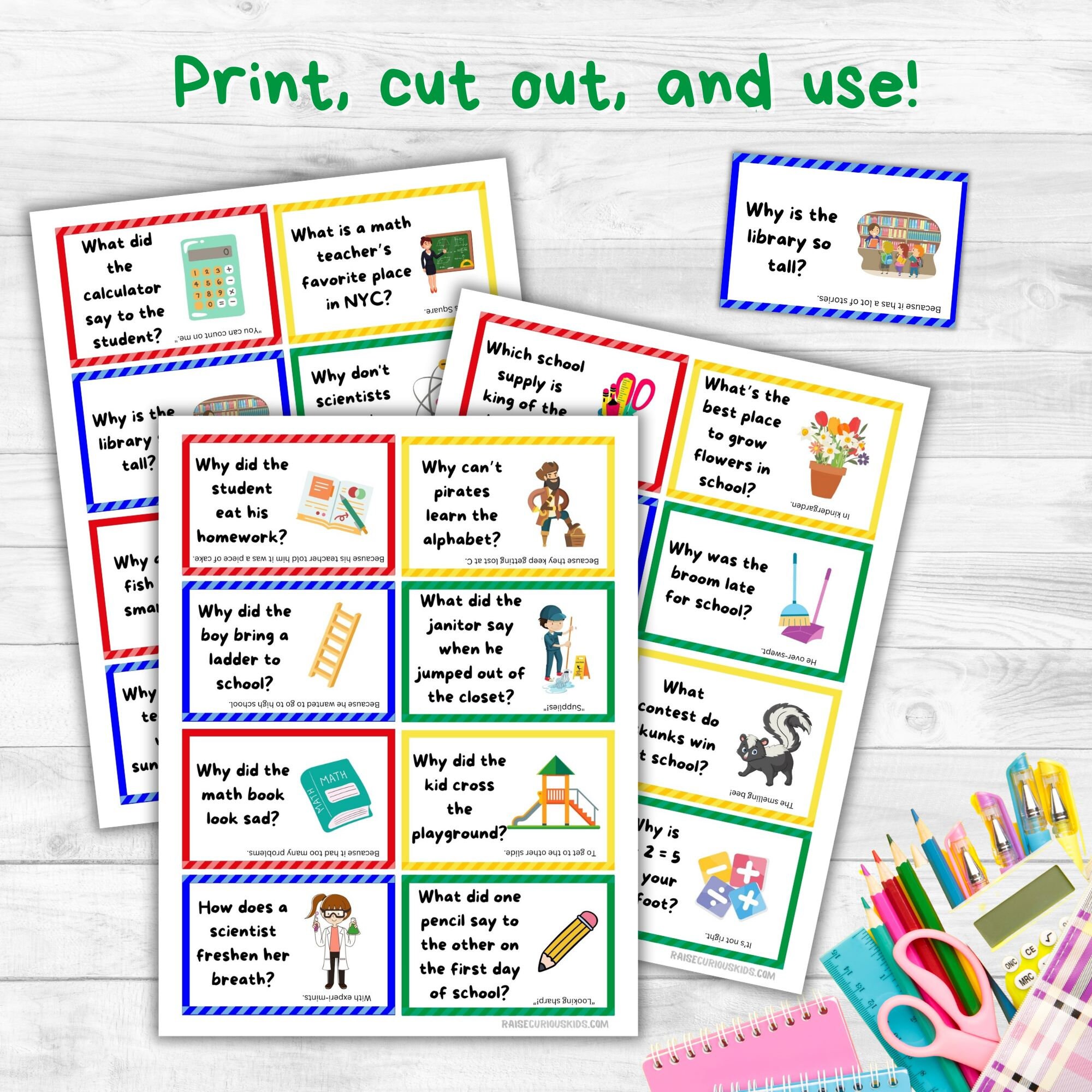 School Jokes for Kids- Back to School Lunchbox Notes- Joke Card ...