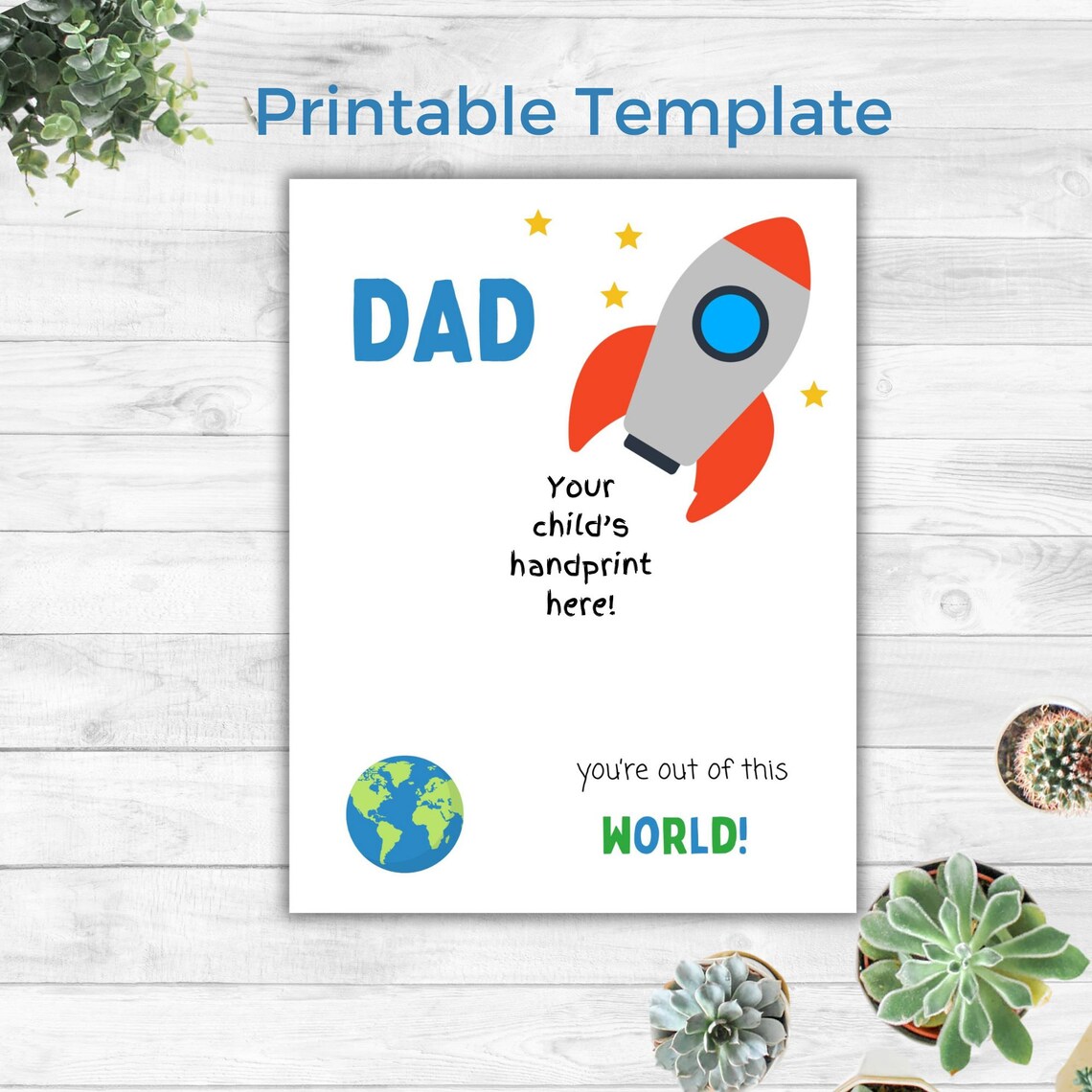 Father's Day Handprint Art- Dad You're Out of This World Space ...