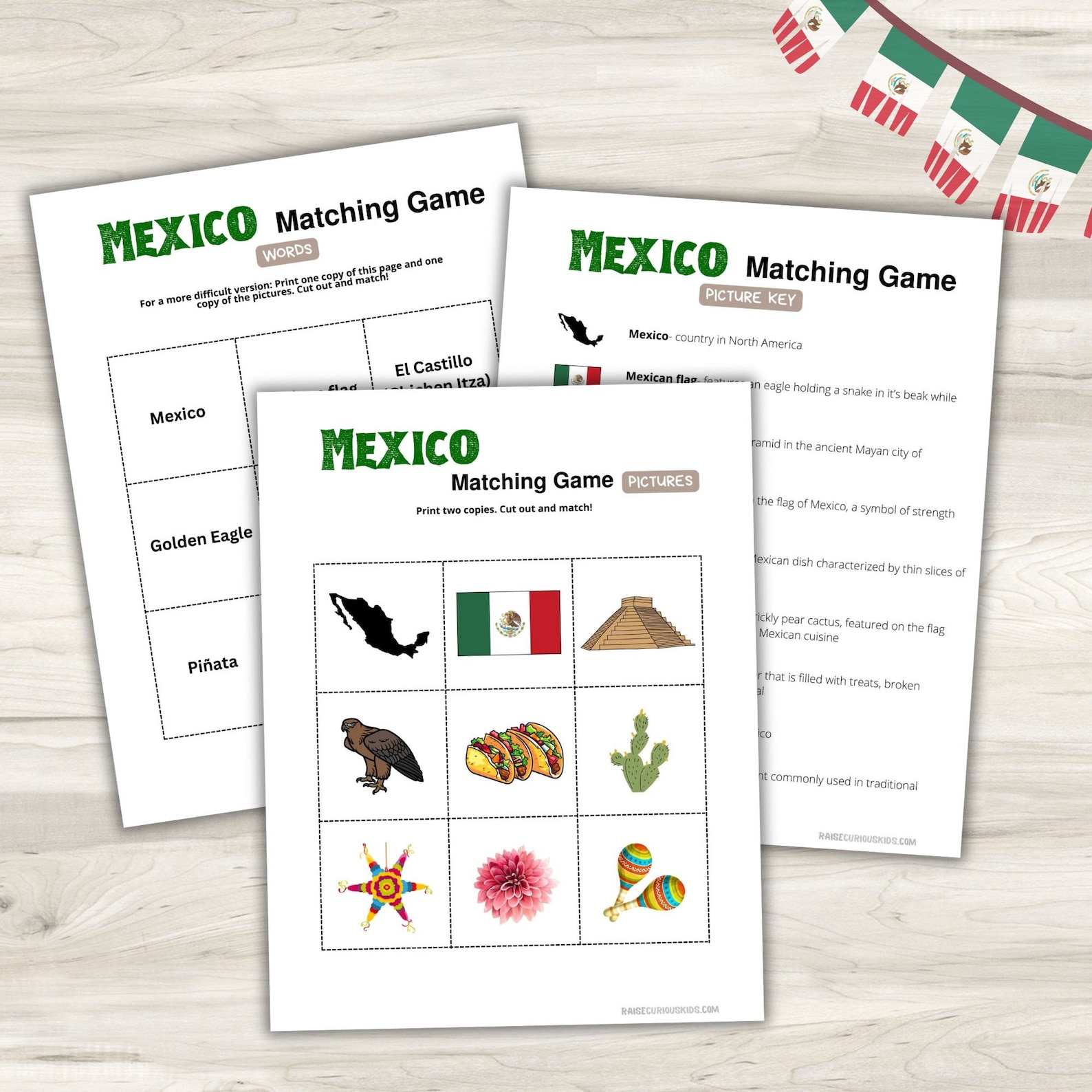 Mexico Activity Printables for Kids Mexico I Spy Game, Mexico Matching ...