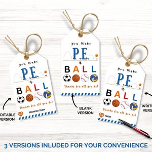 PE Teacher Appreciation Tag, Editable Gym Teacher Thank You Tag ...