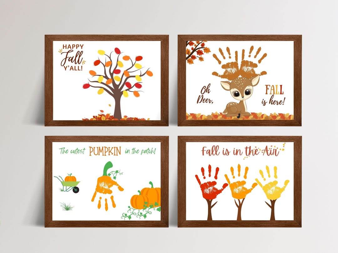 Fall Handprint Craft Bundle, Handprint Kids Art, Fall Keepsake, Fall ...