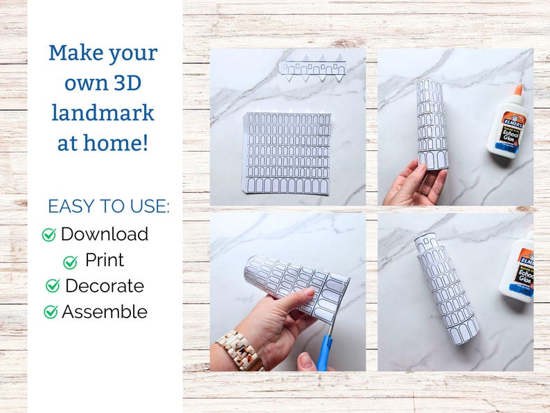 Leaning Tower of Pisa 3D Craft Template- Italy Crafts for Kids- Around ...