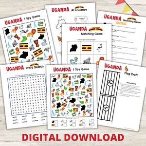 Uganda Activity Printables for Kids Uganda I Spy Game, Uganda Matching ...