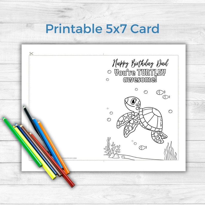 Colorable Kids Birthday Card for Dad Printable- Color Your Own Birthday ...