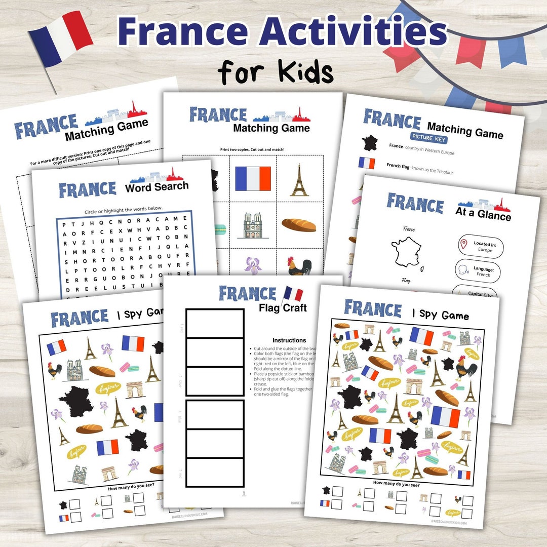 France Activity Printables for Kids France I Spy Game, France Matching ...