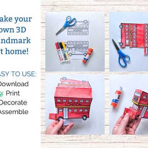 Double Decker Bus 3D Craft for Kids- Printable Template- London England ...