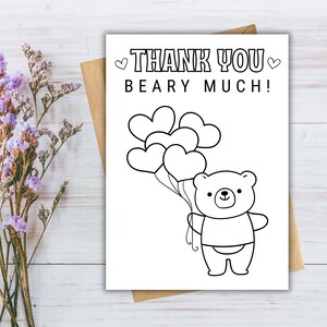 Thank You Coloring Cards- Printable Bundle of 6 Cards- Color Your Own ...