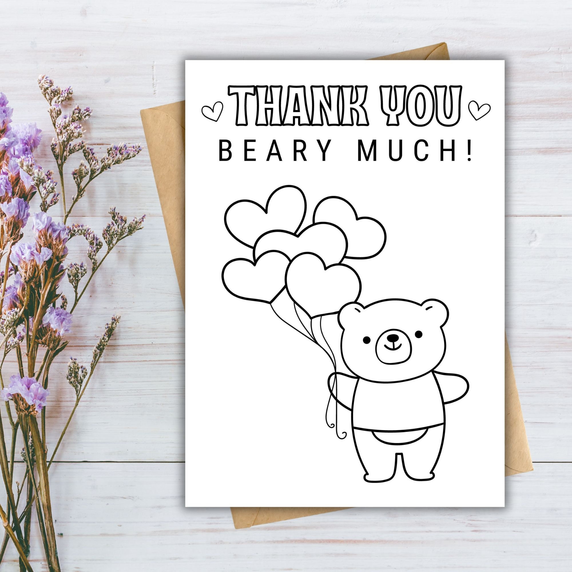 Thank You Coloring Cards- Printable Bundle of 6 Cards- Color Your Own ...