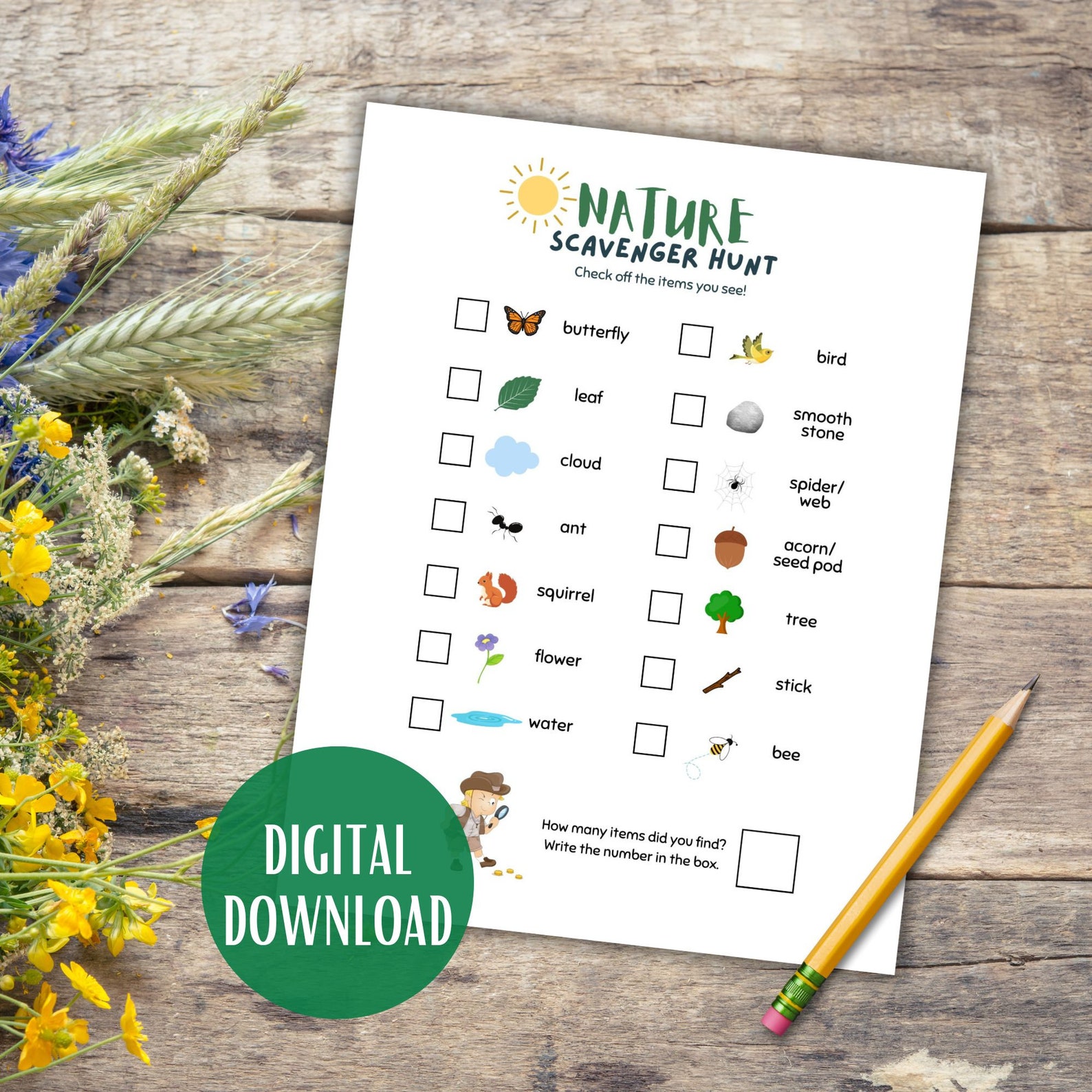 Nature Scavenger Hunt for Kids- Printable Checklist- Kids Outdoor ...