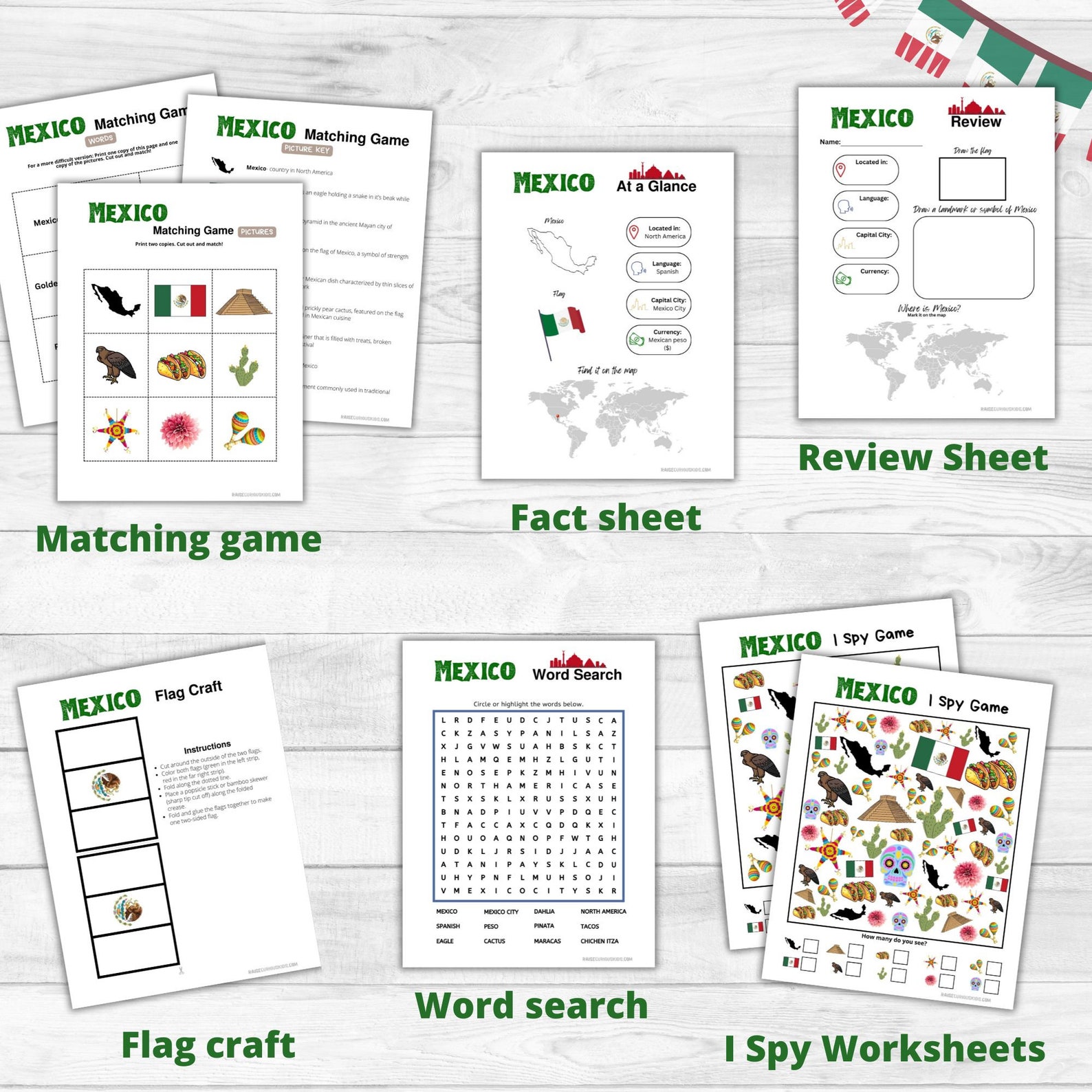 Mexico Activity Printables for Kids, Cultural Around the World Learning ...