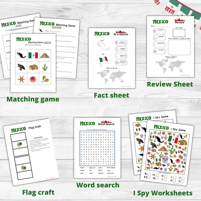 Mexico Activity Printables for Kids, Cultural Around the World Learning ...