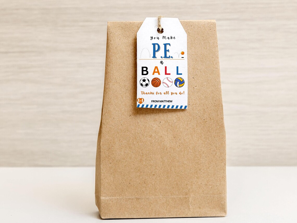 PE Teacher Appreciation Tag, Editable Gym Teacher Thank You Tag ...