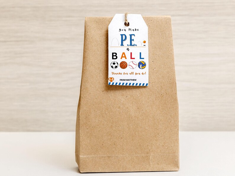 PE Teacher Appreciation Tag, Editable Gym Teacher Thank You Tag ...