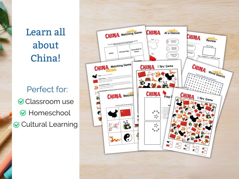China Activities for Kids- China I Spy Game, China Flag Craft, China ...