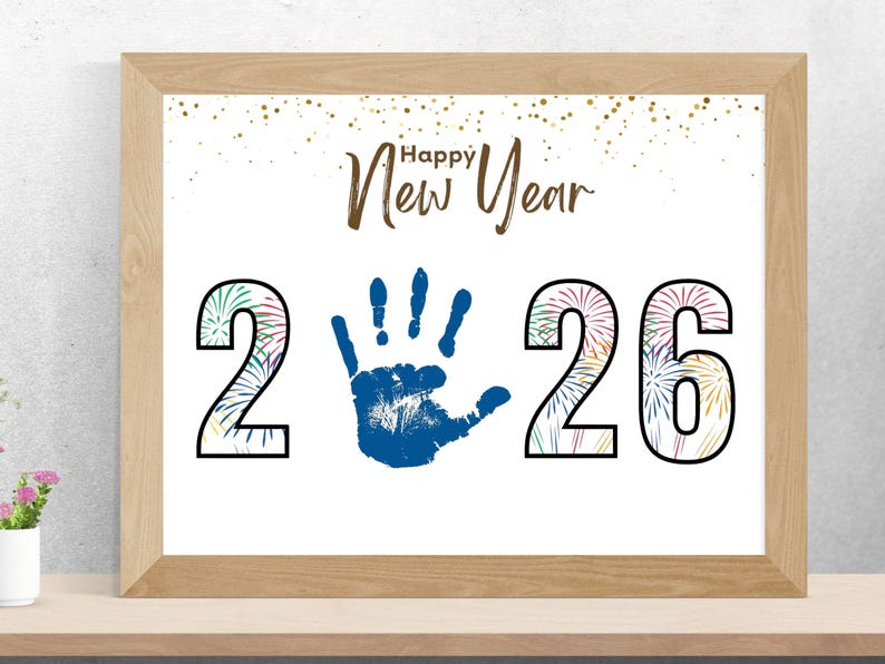 Happy New Year 2026 Handprint Craft, Handprint Art for Kids, Baby ...