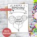 Coloring Birthday Card Printable- Color Your Own Birthday Card- Balloon ...