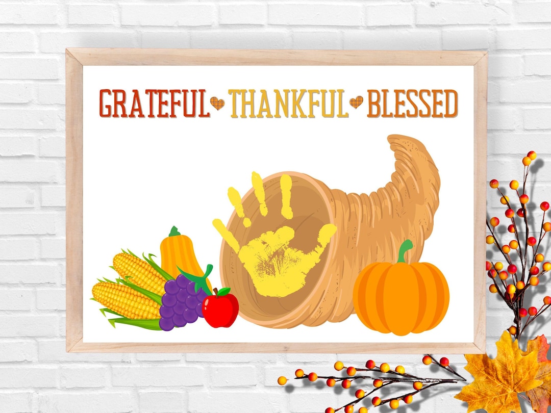 Thanksgiving Cornucopia Handprint Craft, Fall Handprint Art, Autumn ...