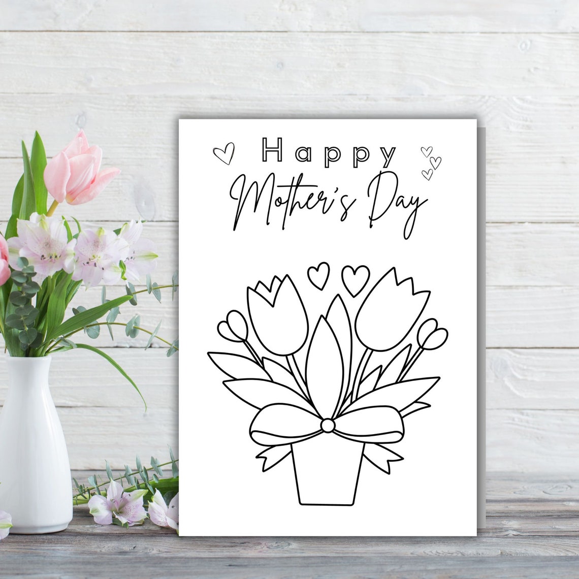 Mother's Day Coloring Card Printable- Color Your Own Mother's Day Card ...