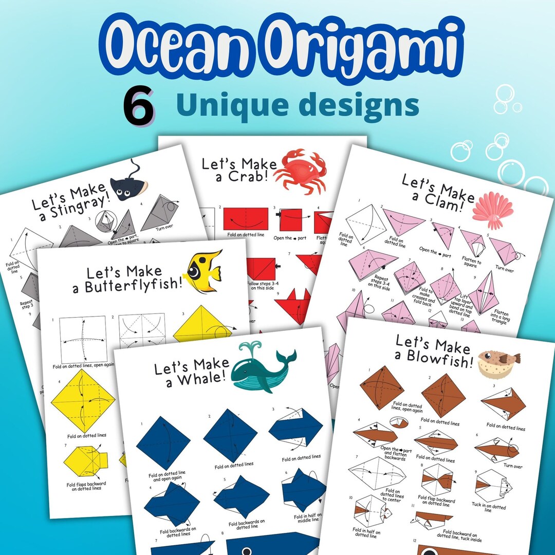 Ocean Origami Printable Instructions- Origami Animals for Kids- Instant ...