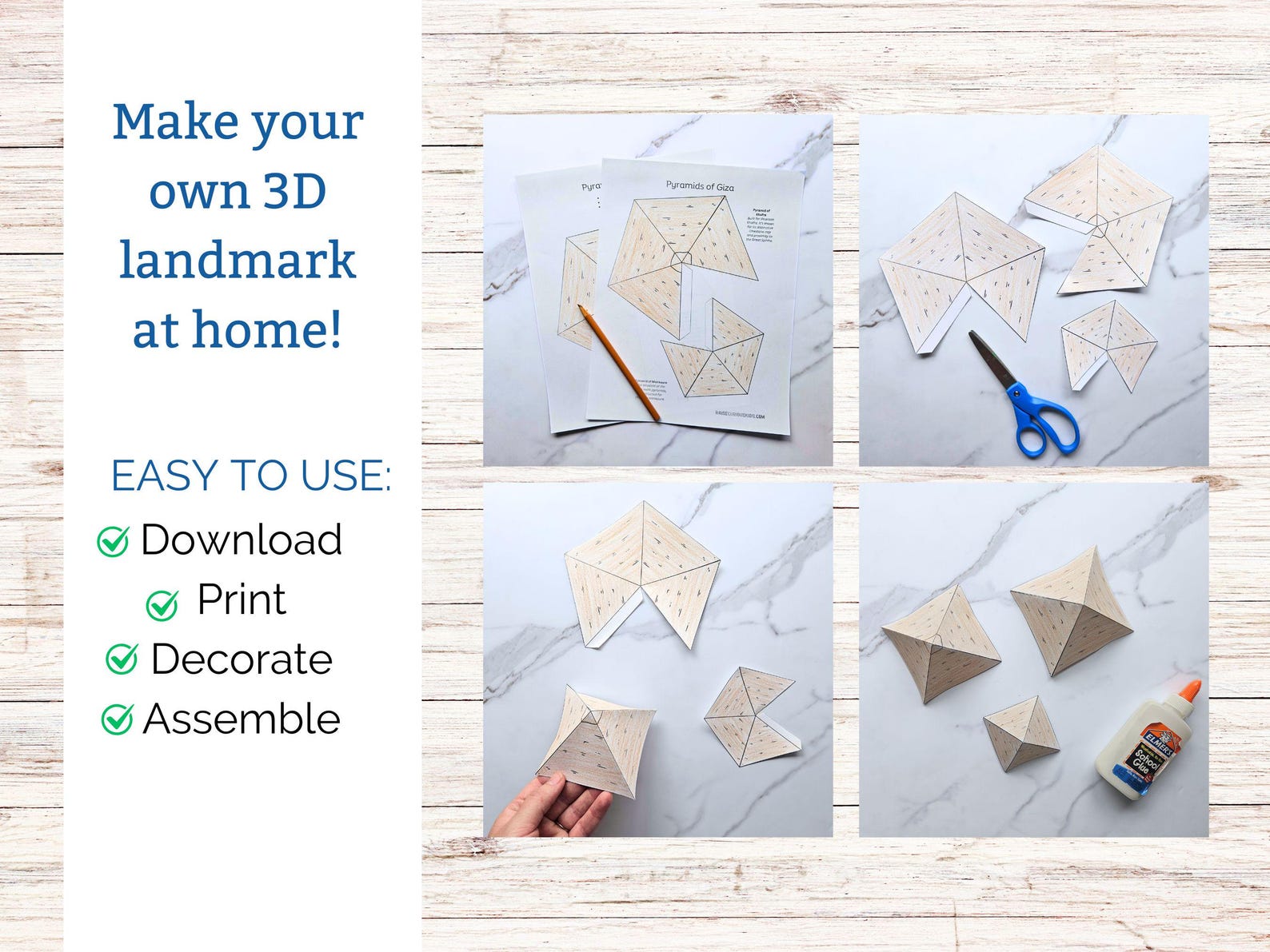 Pyramids of Giza 3D Craft- Egypt Craft for Kids- Around the World ...