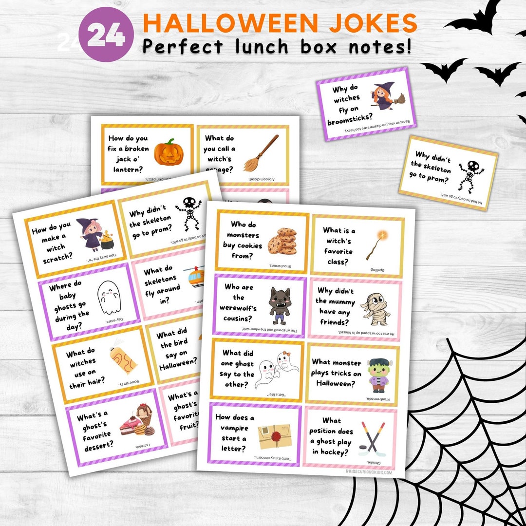 Halloween Day Jokes- Kids Lunchbox Notes- Halloween Lunchbox Notes ...