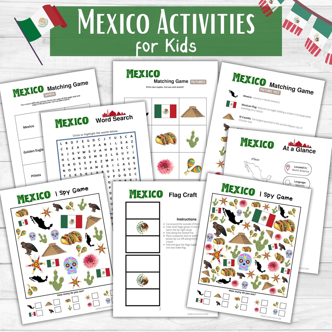 Mexico Activity Printables for Kids, Cultural Around the World Learning ...
