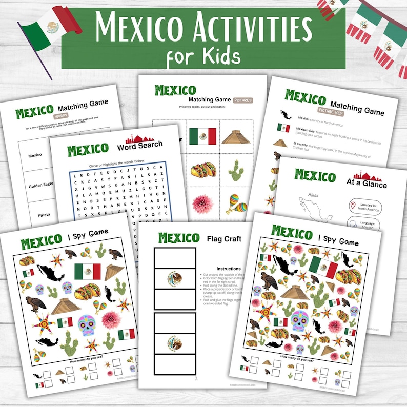 Mexico Activity Printables for Kids, Cultural Around the World Learning ...
