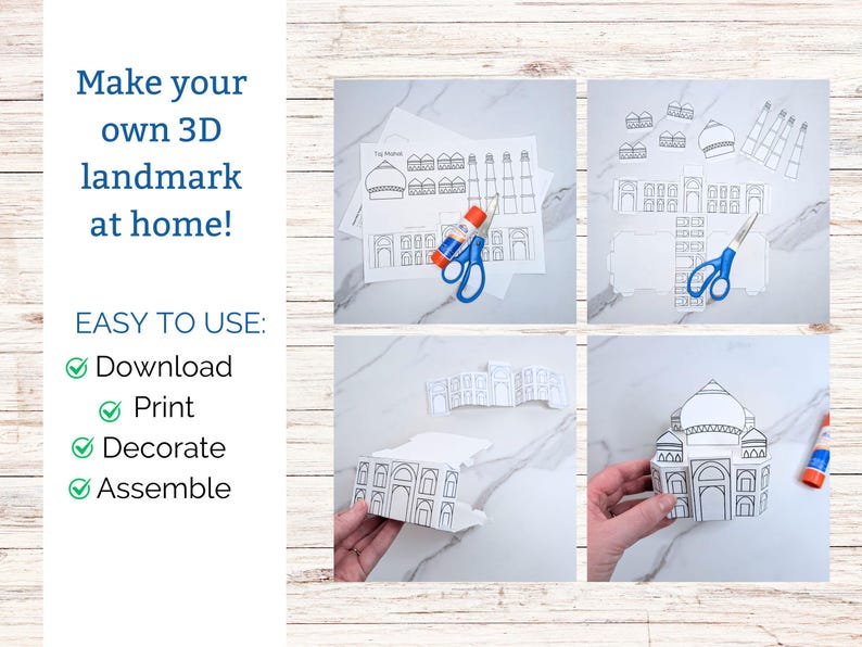 Taj Mahal 3D Craft, India Craft for Kids, Around the World Learning ...