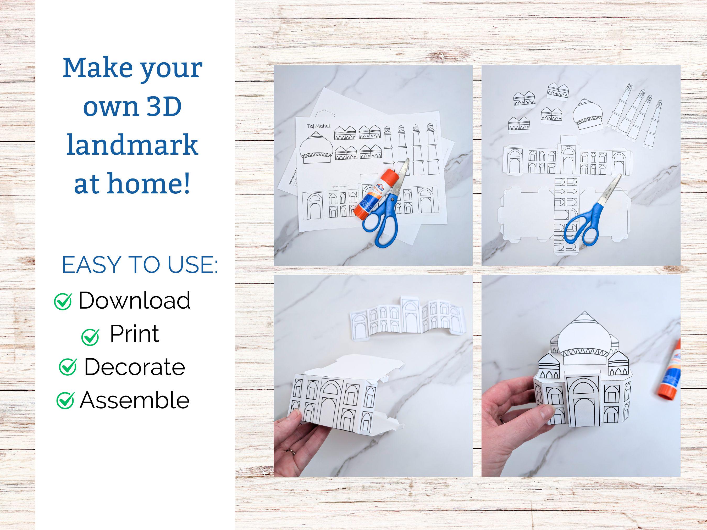Taj Mahal 3D Craft, India Craft for Kids, Around the World Learning ...