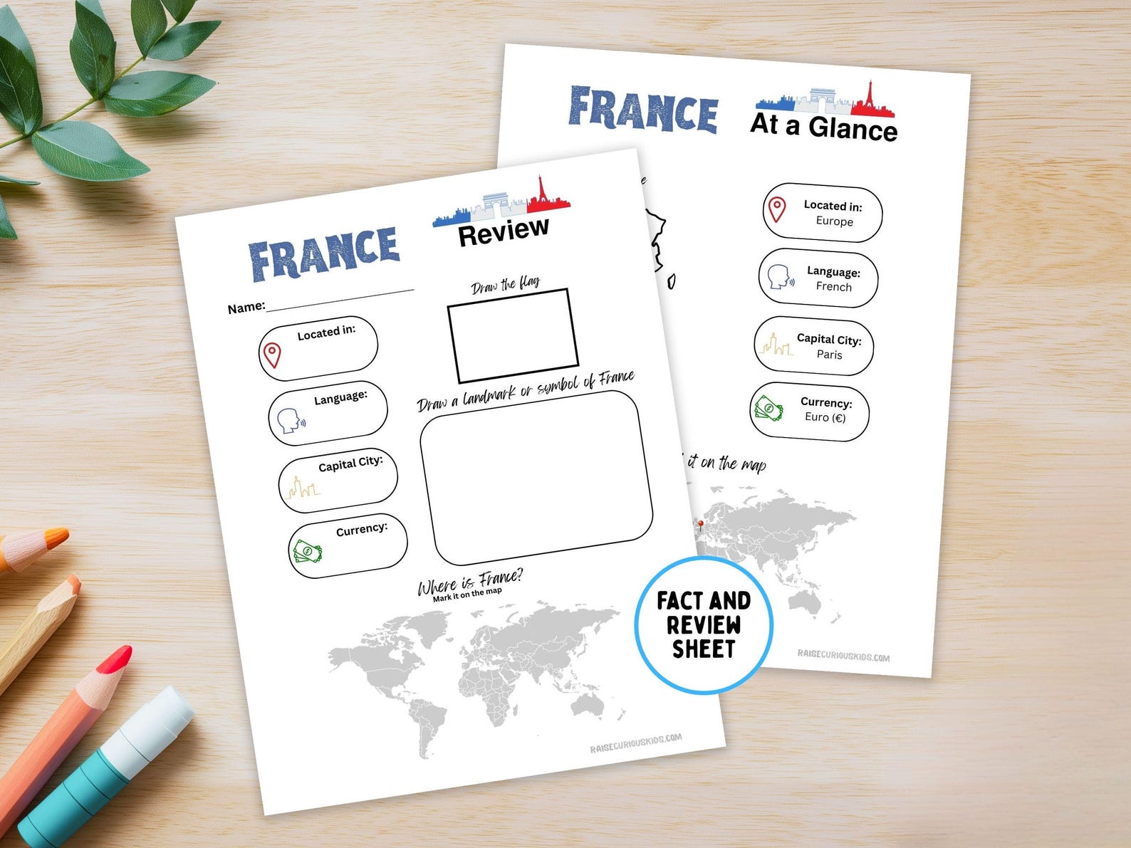 France Activity Printables for Kids- France I Spy Game, France Matching ...