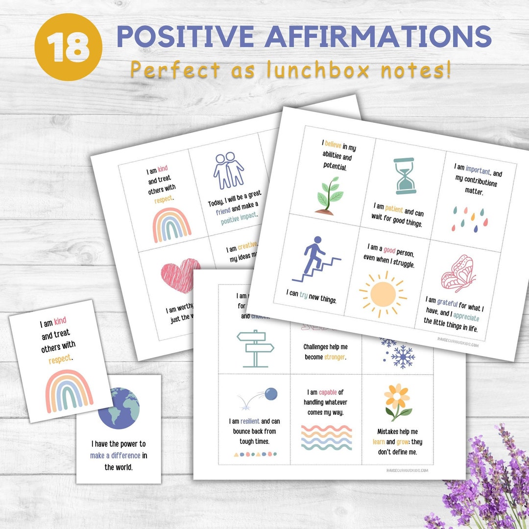 Positive Affirmation Cards for Kids- Motivational Lunchbox Notes- Kids ...