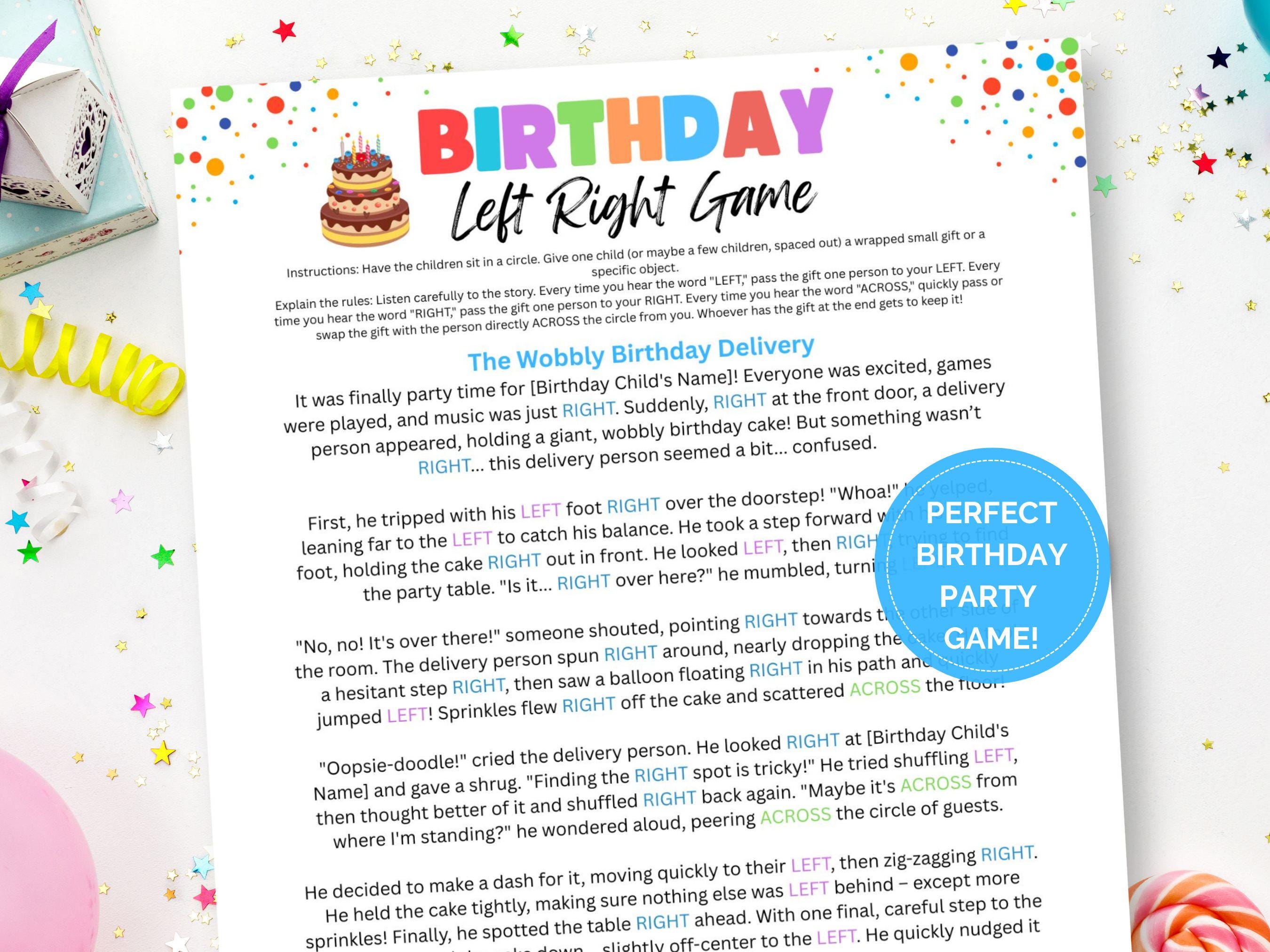 Birthday Left Right Game Printable, Pass the Present Kids Party Game ...
