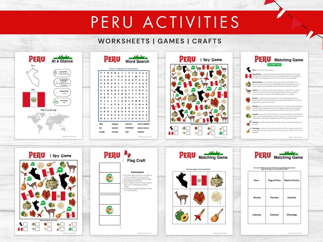 Peru Activities for Kids, Printable Worksheets Games Crafts, Around the ...
